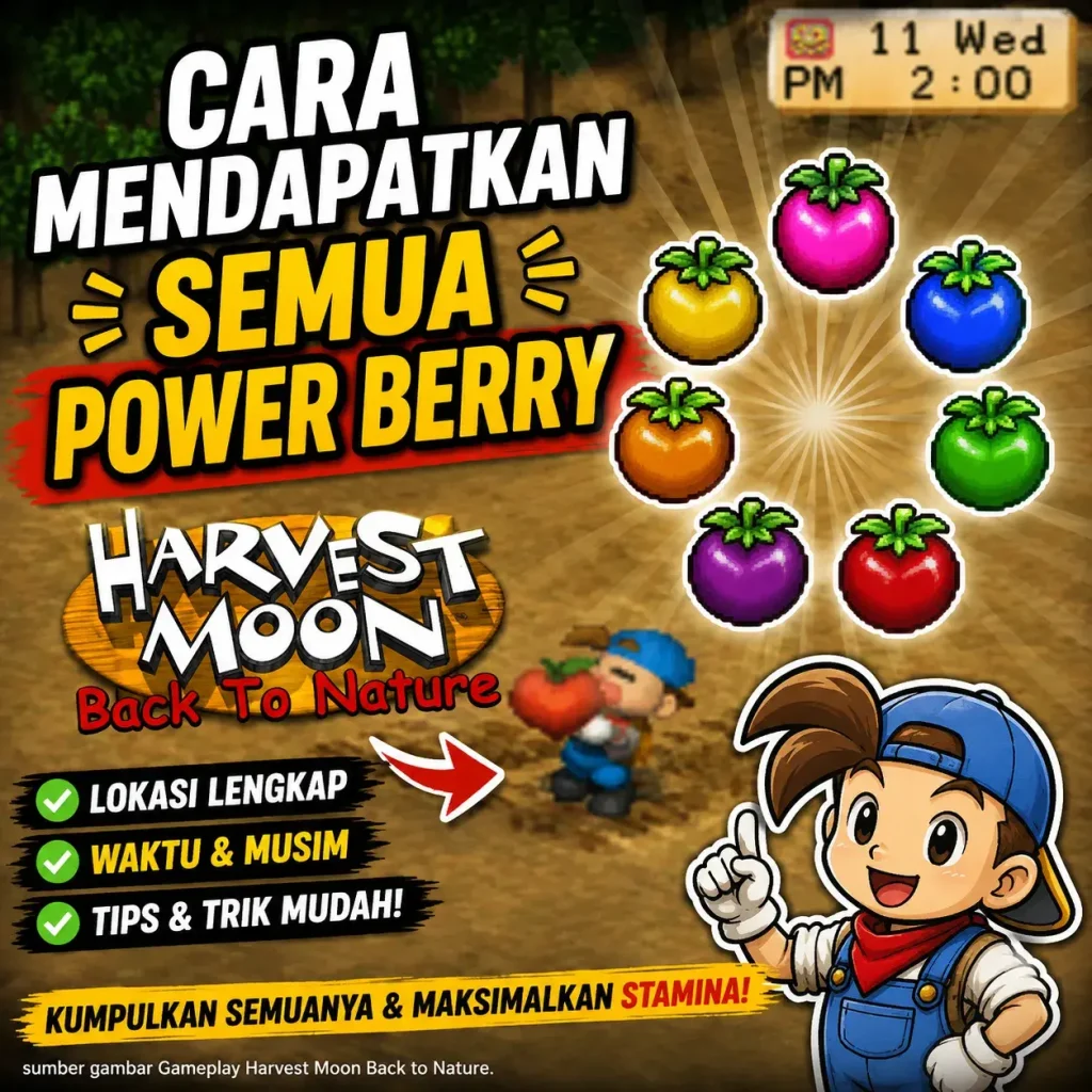 Cara Mendapatkan Semua Power Berry di Harvest Moon Back To Nature