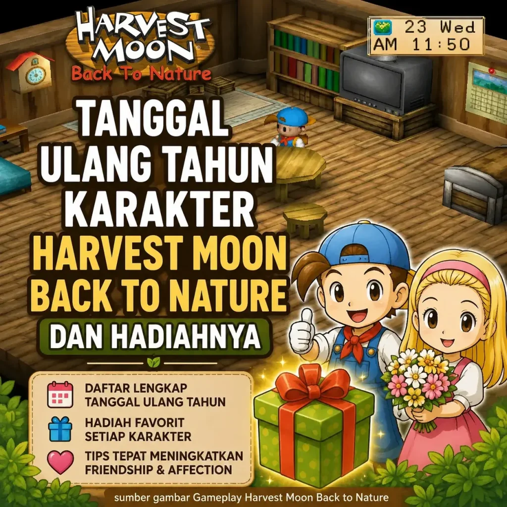 Tanggal Ulang Tahun Karakter Harvest Moon Back to Nature dan Hadiahnya